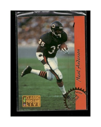 1993 Pro Line Live LPs Chicago Bears Football Card #LP5 Neal Anderson ...