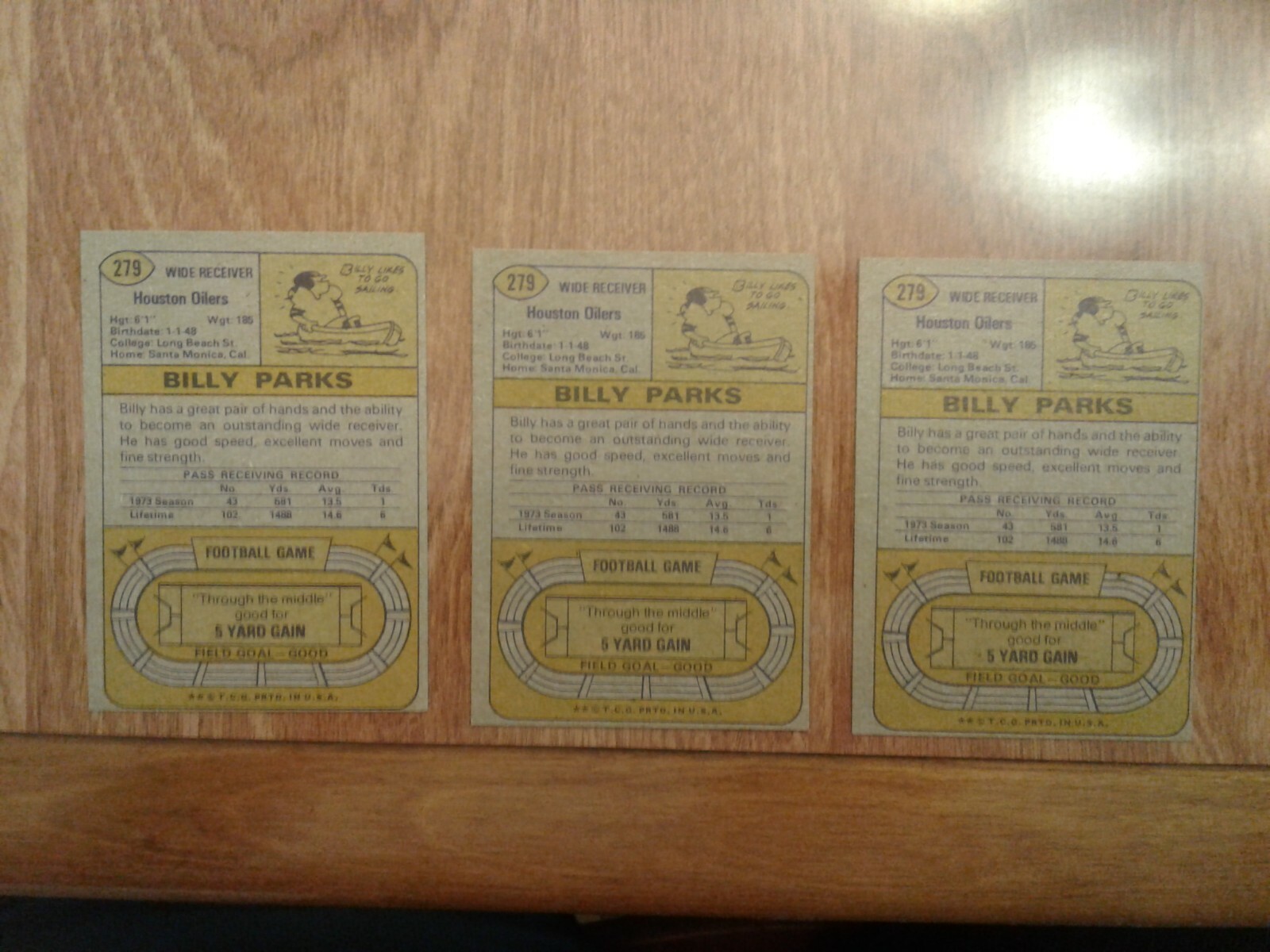 1974 TOPPS FOOTBALL #279 BILLY PARKS HOUSTON OILERS WIDE RECEIVER | eBay