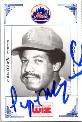 Pepe Mangual autographed baseball card (New York Mets, LC) 1991 Wiz ...