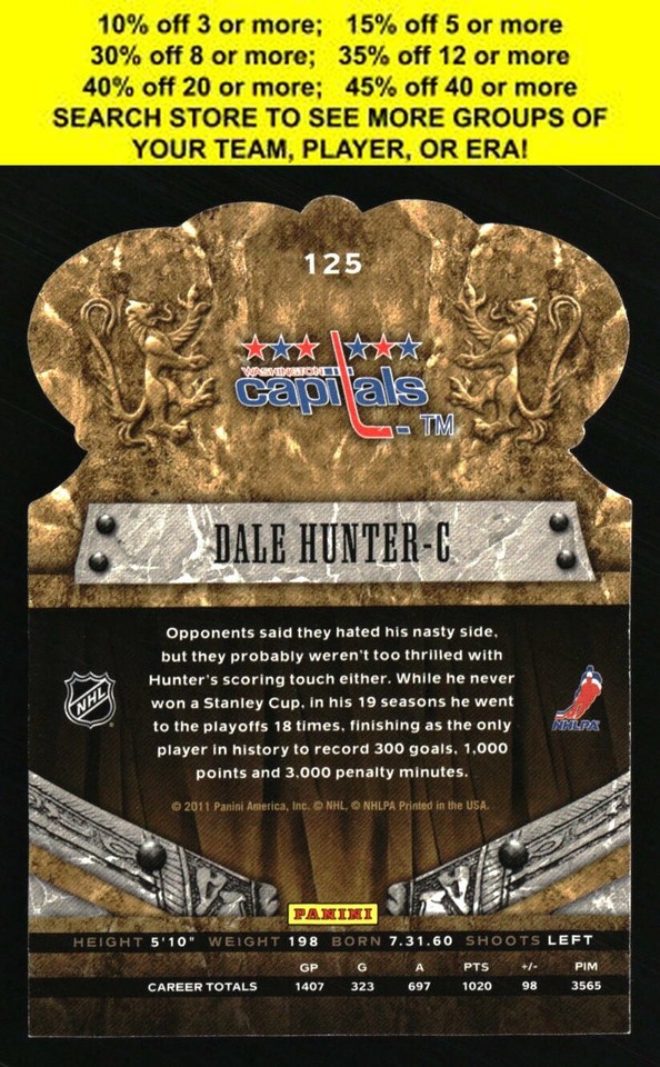 Dale Hunter 2011-12 Panini Crown Royale #125 HOCKEY Card | eBay