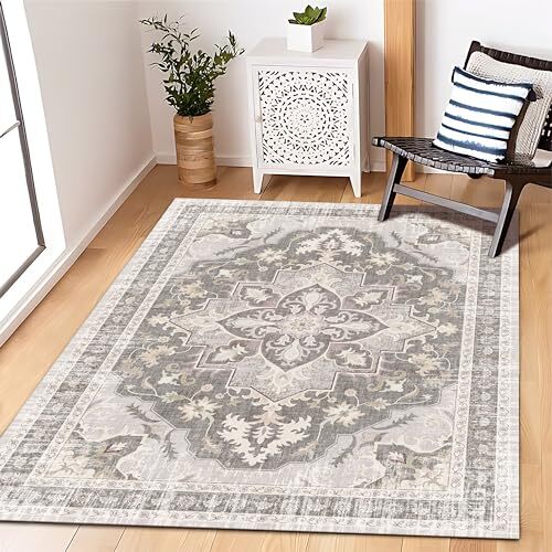 Boho Tribal Area Rug - 3x5 Washable Area Rug with Non-Slip 3'x5' Han ...