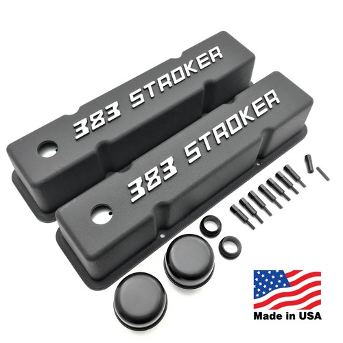 SB Chevy Valve Covers 383 Stroker Logo 58-86 SBC 283 305 327 350 383 ...