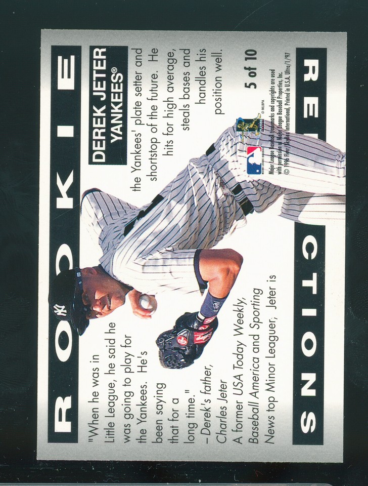 1996 Fleer Ultra Derek Jeter Rookie Reflections #5 New York YANKEES L87 ...