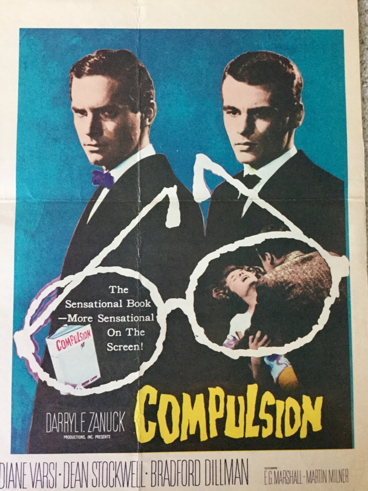 Lurid 1959 Movie Poster “Compulsion” Based on Infamous Leopold/Loeb ...