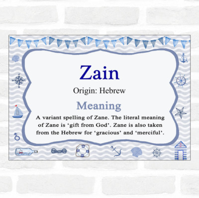 Zain Name Meaning Nautical Certificate | eBay.de