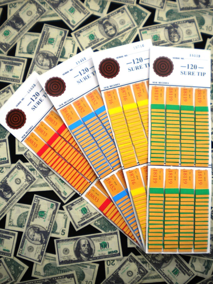 1 Dozen ~ 120 SURE TIP BOARD {01 to 120} Fund-Raising Raffle Pull Tab ...