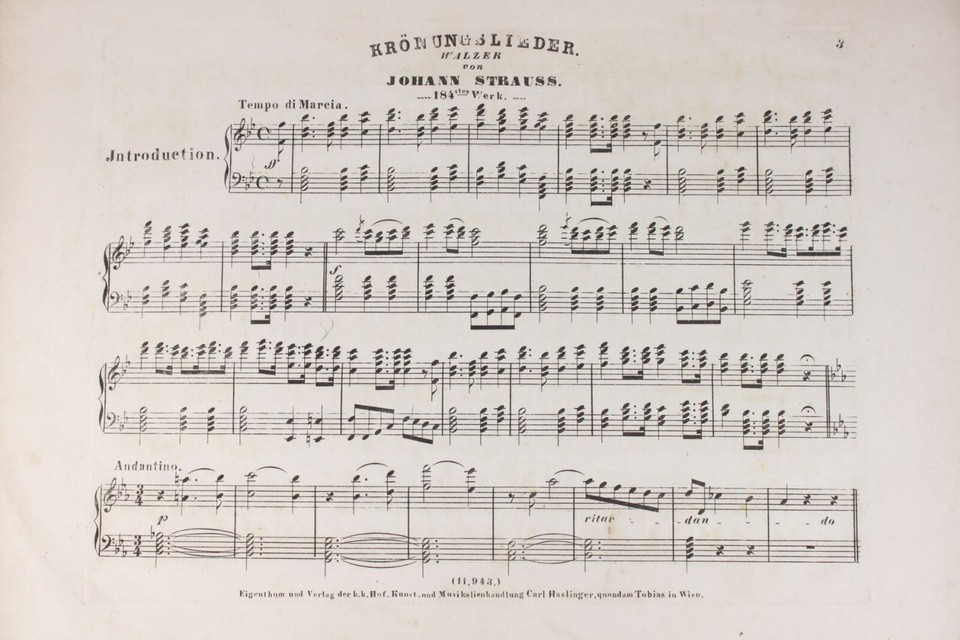Music sheet Johann Strauss II coronation songs waltz Op.184 plate 11943 ...