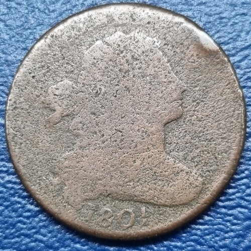 1801 Draped Bust Large Cent 1c Early Copper Coin RARE 3 ERRORS Cir Det ...