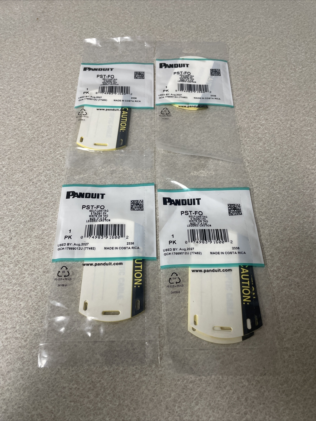 4 Pack Panduit PST-FO Self-Laminating Fiber Optic Cable Marker Tags ...