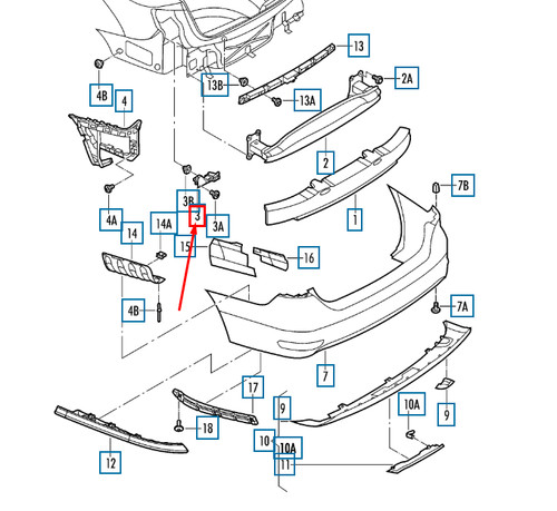 NEW VOLKSWAGEN JETTA A6 REAR BUMPER LEFT GUIDE PROFILE 5C6807393E OEM ...