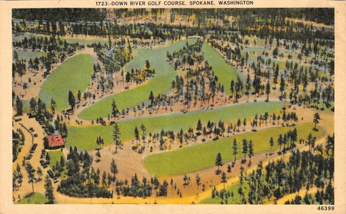 Spokane, WA Washington DOWN RIVER GOLF COURSE Aerial View ca1940's ...