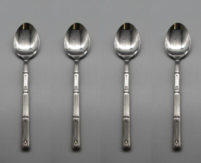 Hampton Stainless Flatware BAMBOO Large Soup Spoons - Set of Four * | eBay