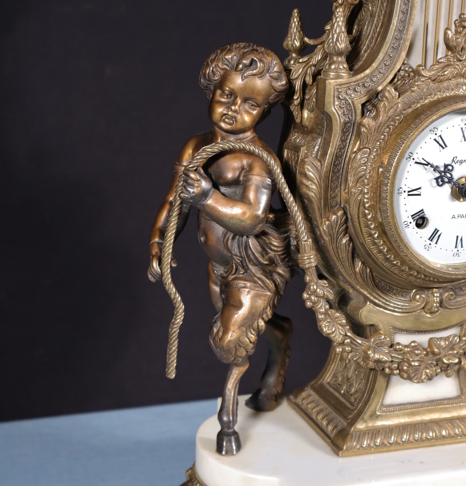 Vintage French Regnault Mantel Clock with Hermle/FHS Clockworks- Not Running | eBay