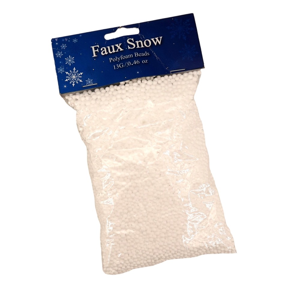 Artificial Snow Polyfoam Beads (2 Pack, 0.9 oz total) Faux White Foam ...
