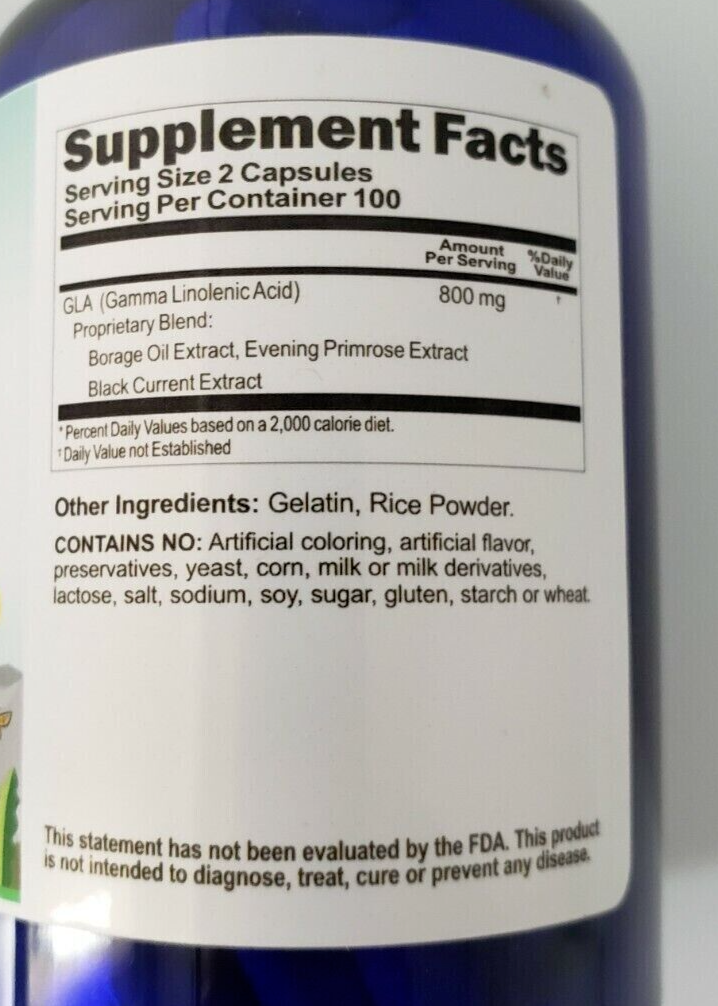 GLA (Gamma Linolenic Acid) 800mg 2X200 Caps by Vitamins Because | eBay