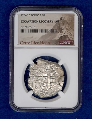 1754P Cerro Rico Hoard 8 Reales Spanish Cob Excavation Recovery NGC ...