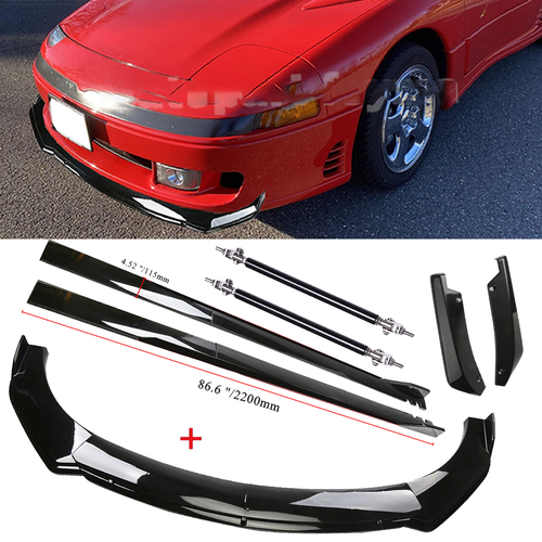 Front Bumper Lip Spoiler Splitter Body Kit+Side Skirt For Mitsubishi ...