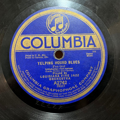 LOUISIANA FIVE JAZZ - Yelping Hound Blues (1919) - 10" Shellac 78RPM ...