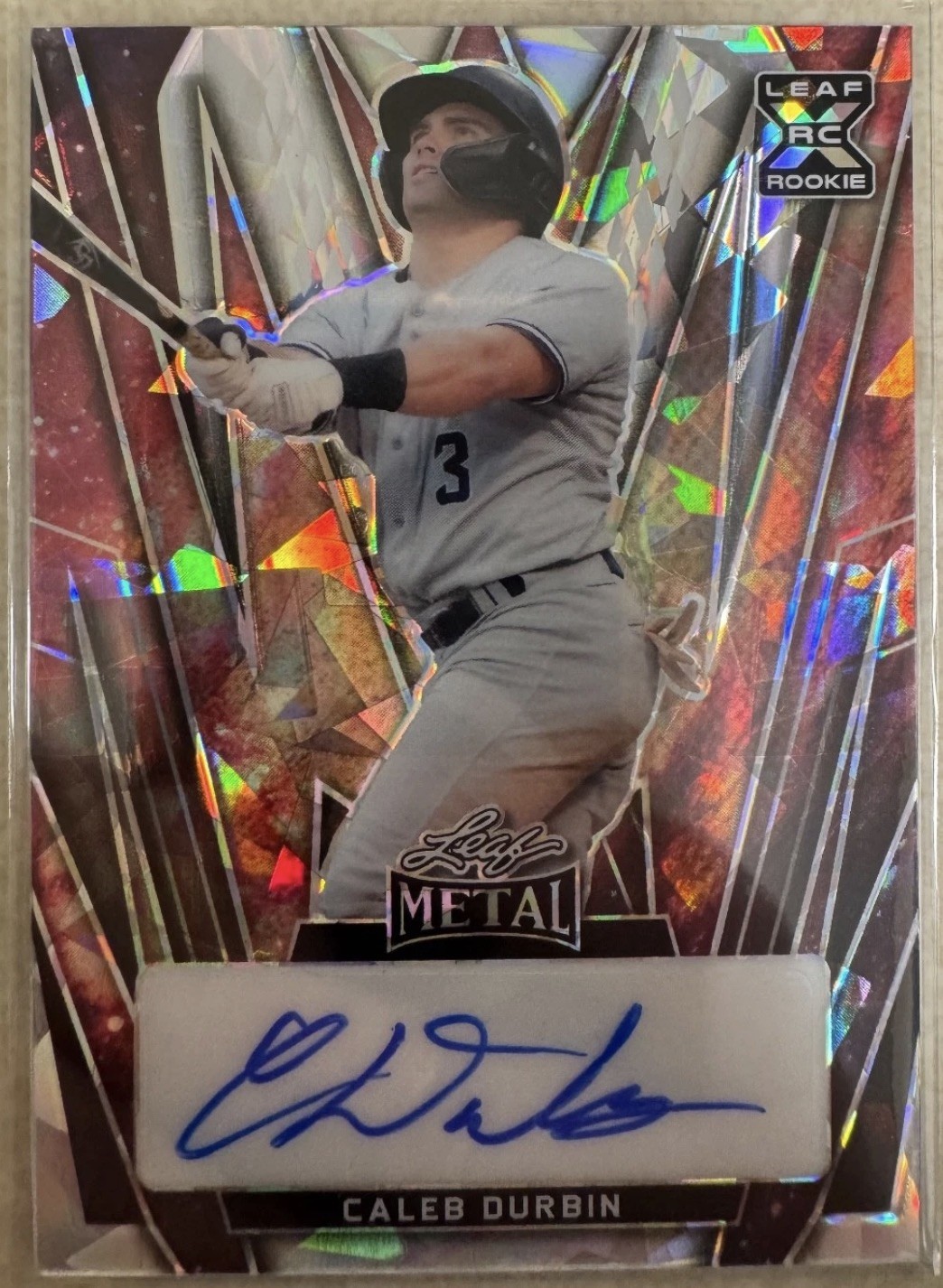 Caleb Durbin RC Auto 1/1 RARE Red REFRACTOR Milwaukee Brewers TRUE 1 of ...