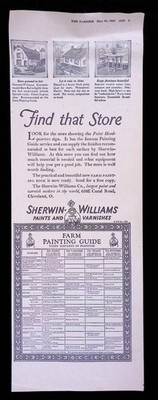 1926 Sherwin-Williams Paint Ad Farm Painting Guide - 15" x 5.25" C255 ...