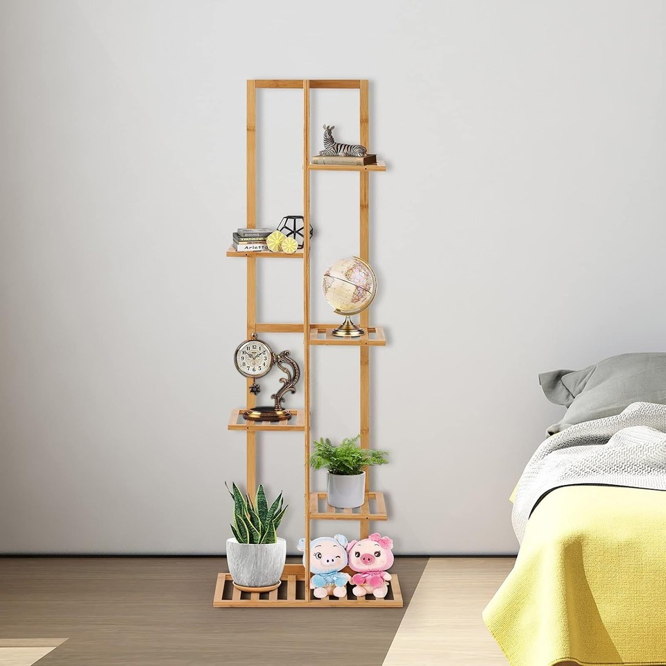 Plant Stand Corner Indoor, Wooden Flower Pot Holder 6 Tiers 7 Potted ...