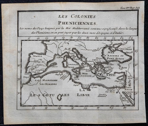 1743 - Map Of The Phoenician Colonies - Antique Engraving ...