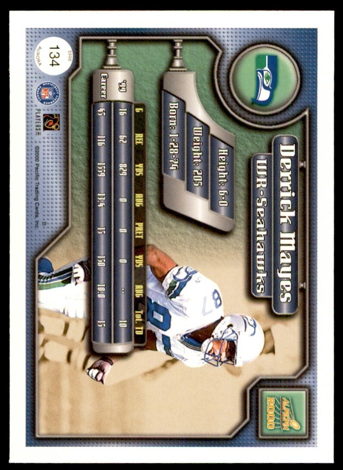 2000 Pacific Aurora Derrick Mayes Green Bay Packers #134 | eBay