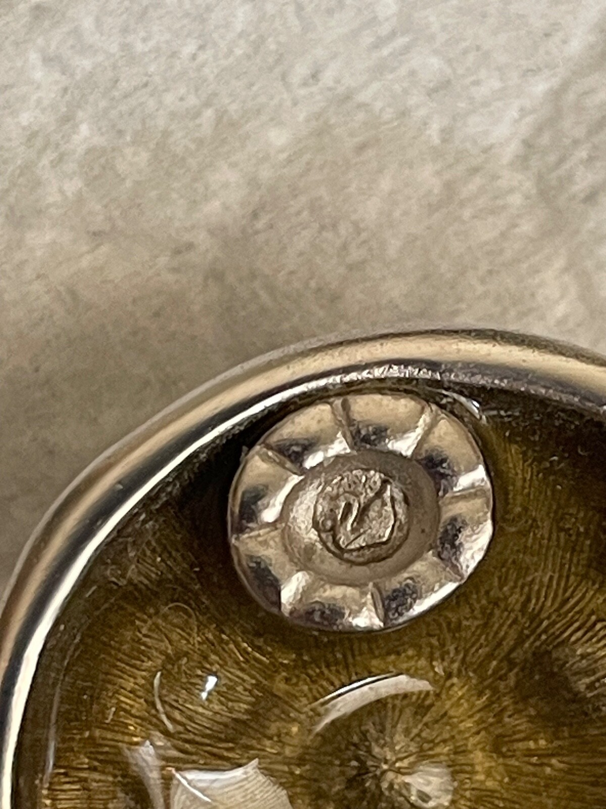 RARE VINTAGE SWARKOVSKI SWAN MARK BRUSHED SILVER TONE… - Gem