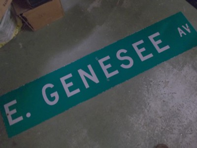 LARGE Original E. GENESEE AV Street Sign 60" X 12" White on Green | eBay