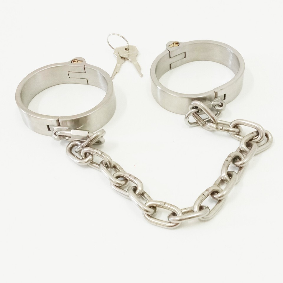 Heavy Stainless Steel Handcuffs Wrist Ankle Neck Cuffs Chain Removable ...