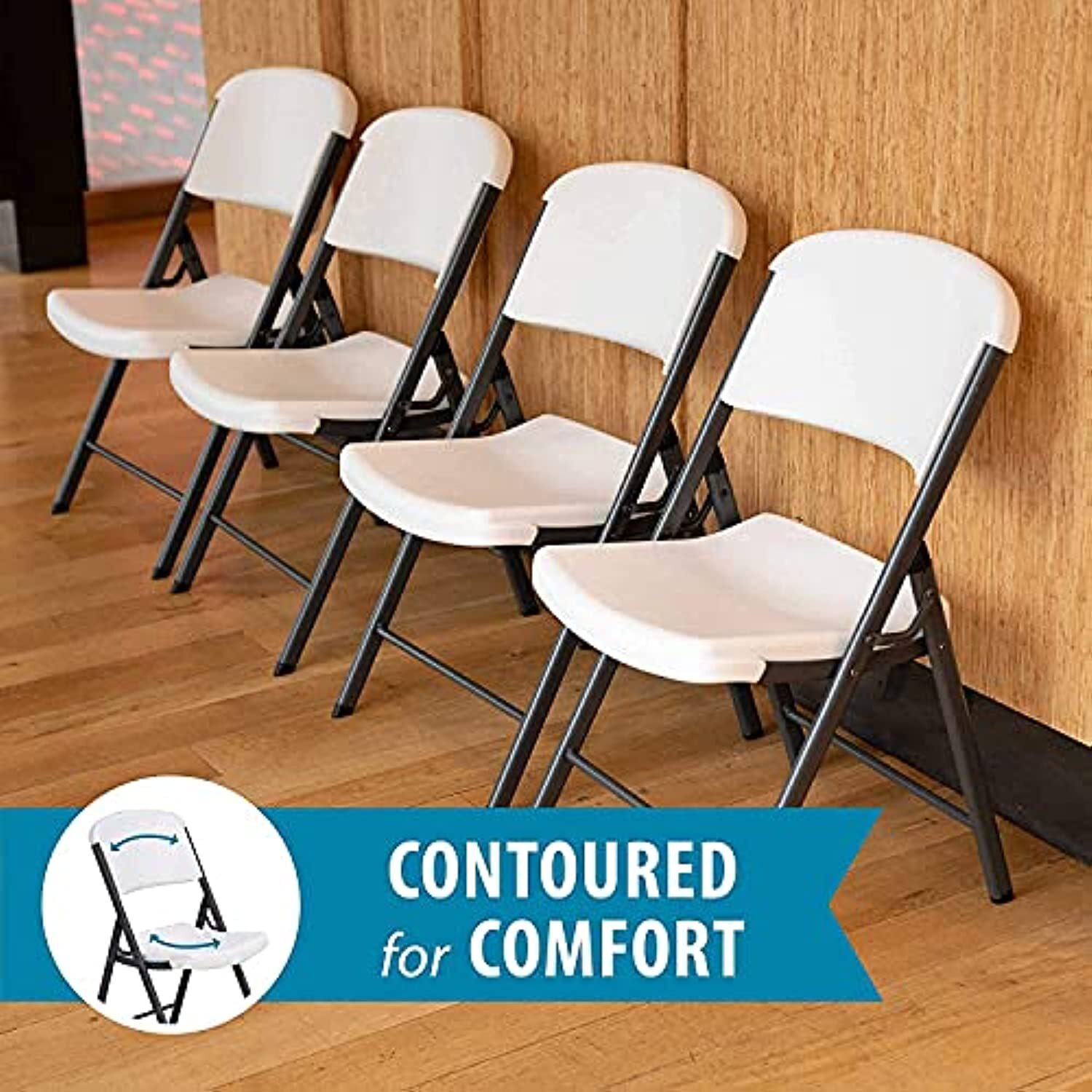 Lifetime Commercial Grade Contoured Folding Chair, White (4 Pack ...