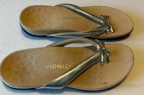 Vionic Bella Slip On Sandals Womens Size 9 Silver Brown | eBay
