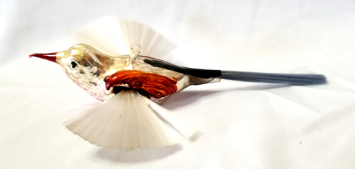 VTG Hand-Blown Mercury Glass Hummingbird Hanging Xmas Ornament MCM 6x4 ...