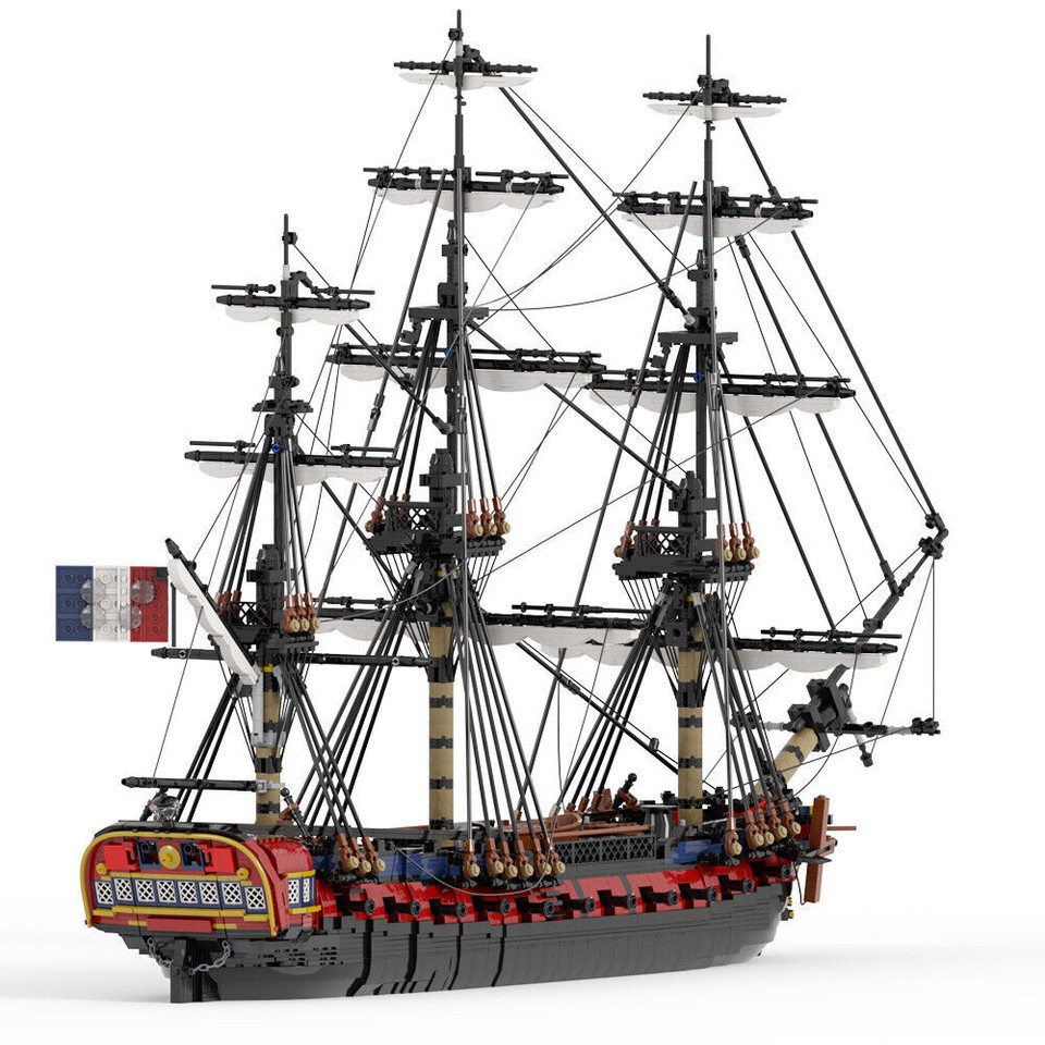 French 28-Gun Frigate L'Emeraude MOC Building Blocks Set, Ship Bricks ...