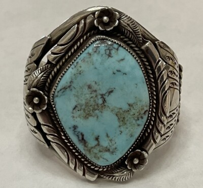 Heavy 136 Gr Native American Walter Mitchell Sterling Silve Turquoise ...