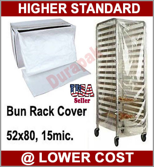 50 pieces Poly Plastic Bun Rack Cover 52x80" 15mic for Bread Bakery ...