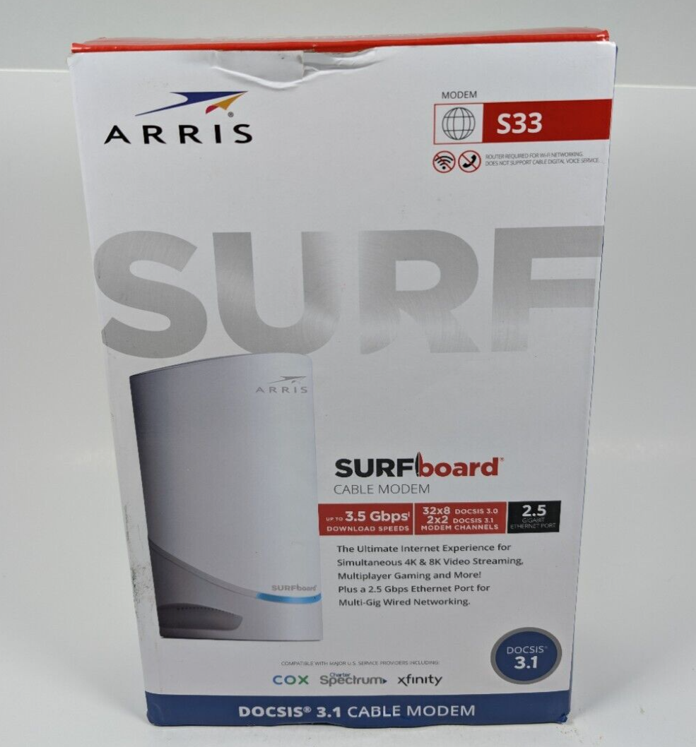 ARRIS S33 SURFboard DOCSIS 3.1 Multi-Gigabit Cable Modem 2.5 Gbps ...