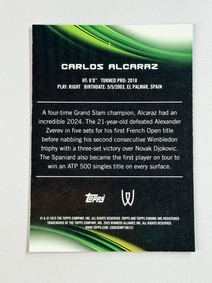 CARLOS ALCARAZ 2025 Topps Chrome Tennis Card | eBay