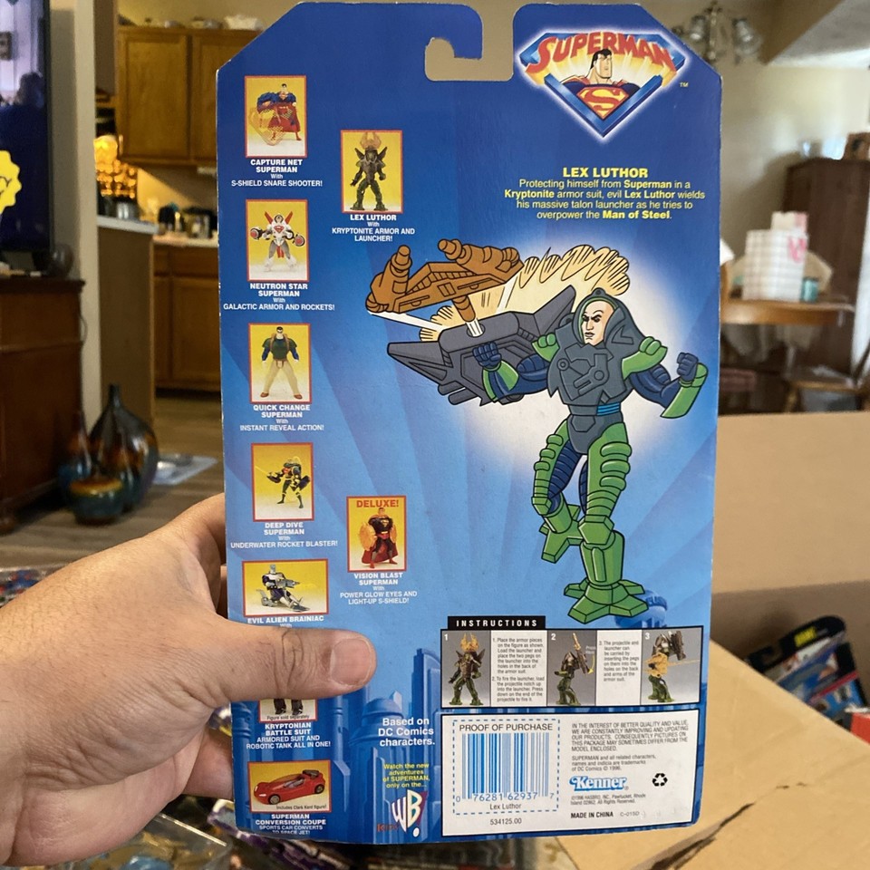 NEW SUPERMAN ANIMATED LEX LUTHOR KRYPTONITE ARMOR ACTION FIGURE KENNER ...