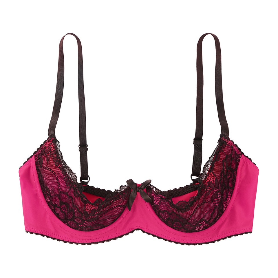 Women's 1/2 Cup Lace Shelf Bra Underwire Push Up Bras Lingerie ...