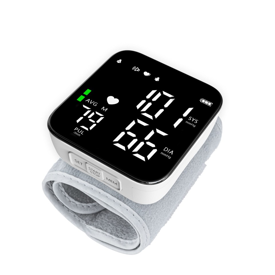Automatic Digital Wrist Blood Pressure Monitor BP Machine Cuff LED ...