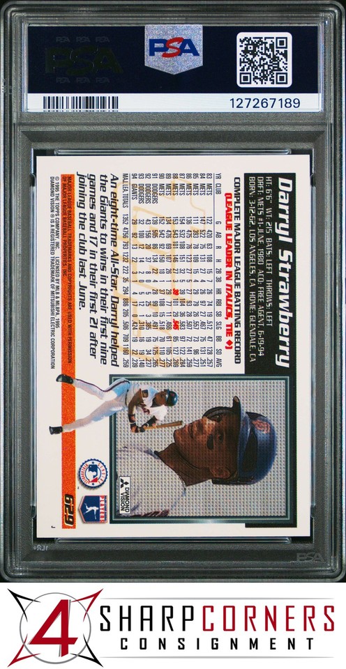 1995 TOPPS #629 DARRYL STRAWBERRY UER: NAME MISSPELLED PSA 9 | eBay