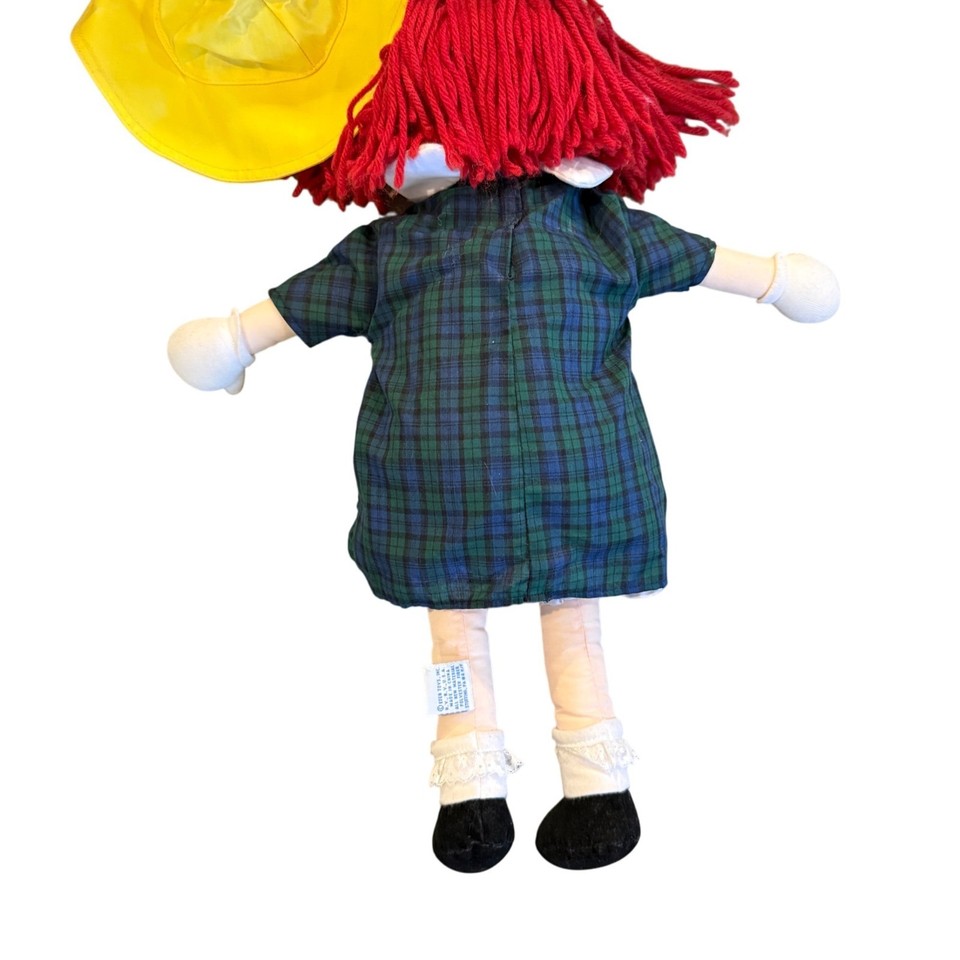 1990 Eden 20" Madeline Cloth Doll, Green Plaid Dress, Yellow Hat ...