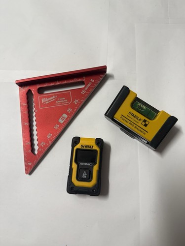 3 Tool Lot Milwaukee Trim Square Stabila Pocket Pro Level Dewalt Laser ...