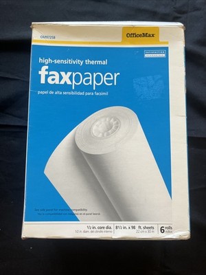 Office Max Fax Paper 5 Rolls 8 ½” Wide x 98’ Long Fax Machine OM97258 ...