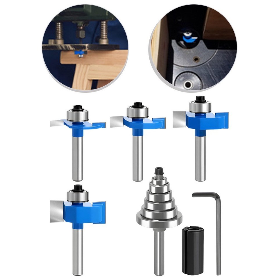 Customizable Cuts with 7PCS T Type Rabbet Router Bit Set and Bearing ...