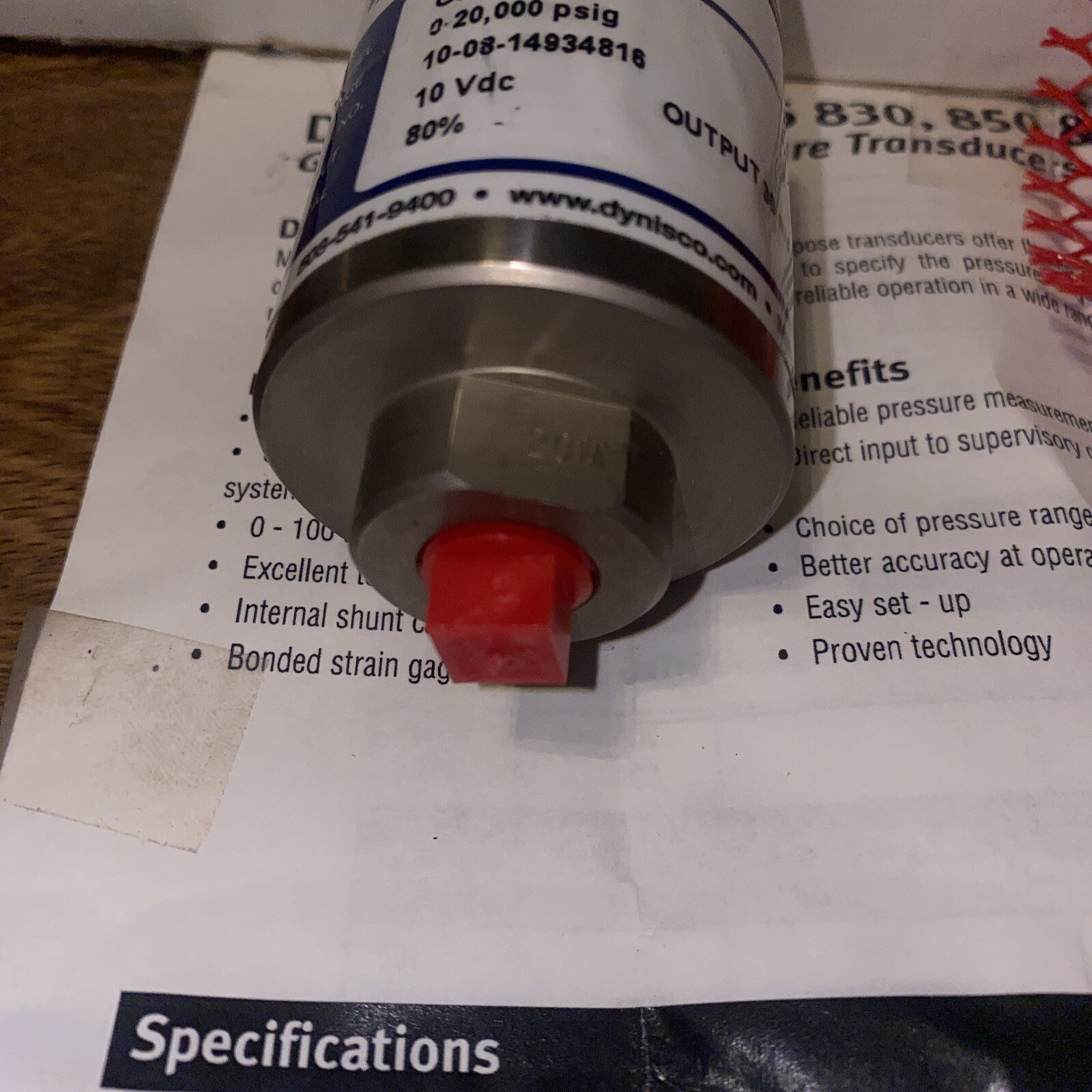 Dynisco Transducer G830-300-20M 0-20000 psig 10 Vdc USS for sale online ...