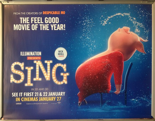 Cinema Poster: SING 2017 (Gunter Quad) Nick Kroll Scarlett Johannson | eBay