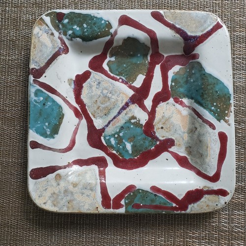 Collin Rosebrook Square Abstract Plate Art Studio Pottery Signed 9"x9 ...