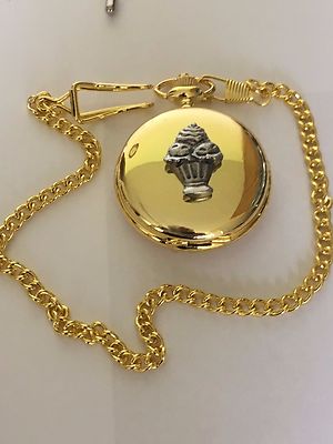 Sundae Icecream TG54 Fine English Pewter on a Gold Pocket Watch Quartz ...